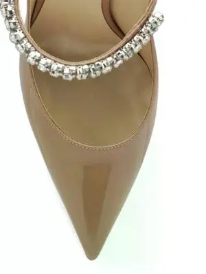 JIMMY CHOO Bing 100 Ballet Patent-leather Mules With Crystal Strap