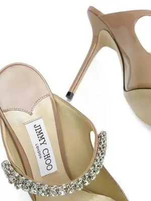 JIMMY CHOO Bing 100 Ballet Patent-leather Mules With Crystal Strap