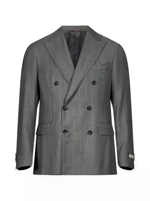 Canali Check Double-breasted Suit - Grey