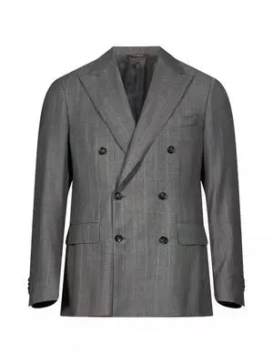 Canali Check Double-breasted Suit - Grey