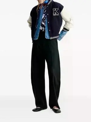 Maison Kitsuné Logo-embroidered Colour-block Bomber Jacket