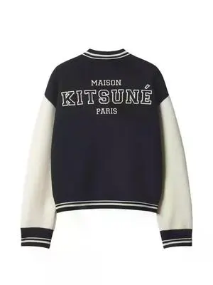 Maison Kitsuné Logo-embroidered Colour-block Bomber Jacket