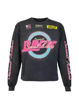 JUN/NAKAYAMA Graphic-print Long-sleeve T-shirt - Black