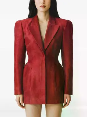 Magda Butrym Cinched-waist Peak-lapel Blazer - Red