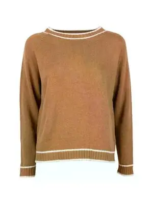 CINQUE Stripe-trim Raglan-sleeve Sweater - Neutrals