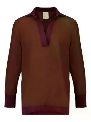 PAULA Diane V-neck Long-sleeve Top - Brown