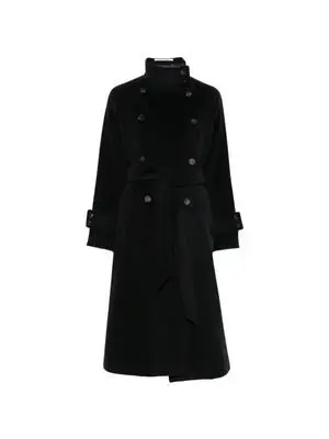 Tagliatore Henryka Double-breasted Belted Coat - Black