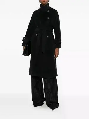 Tagliatore Henryka Double-breasted Belted Coat - Black