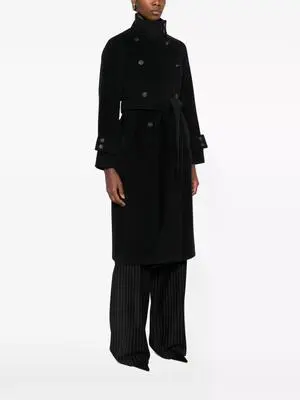 Tagliatore Henryka Double-breasted Belted Coat - Black