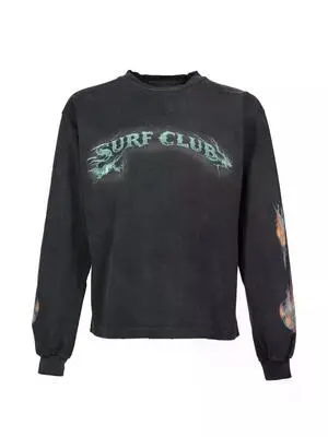 JUN/NAKAYAMA Graphic-print Long-sleeve T-shirt - Black