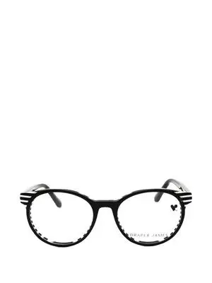 DRAPER JAMES Striped Round-frame Glasses - Black