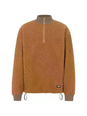 Moschino Quarter-zip Teddy-texture Sweater - Brown