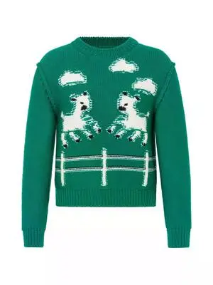 Moschino Sheep-intarsia Sweater - Green
