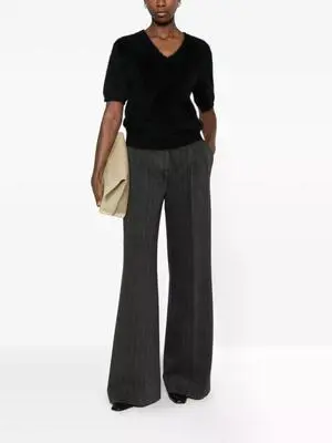 LISA YANG Lovisa V-neck Short-sleeve Sweater