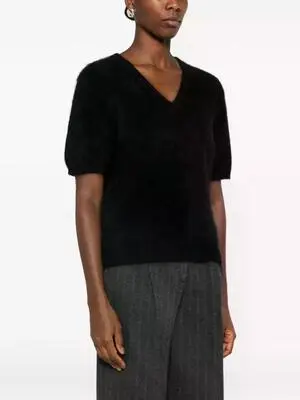 LISA YANG Lovisa V-neck Short-sleeve Sweater