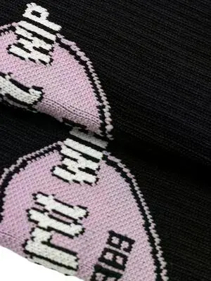Carhartt Work In Progress Logo-intarsia Ribbed-knit Socks - Black