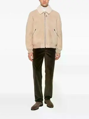 Canali Shearling-collar Leather Jacket