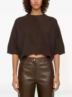 GOTHA Cropped Short-sleeve Sweater - Brown