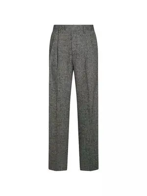 LARDINI Pleated Herringbone Trousers - Grey