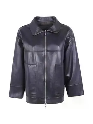 THE JACKIE LEATHERS Reversible Zip-up Leather Jacket - Brown