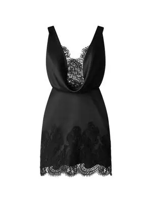 IL VOLO Lace-trimmed Silk Mini Dress - Black