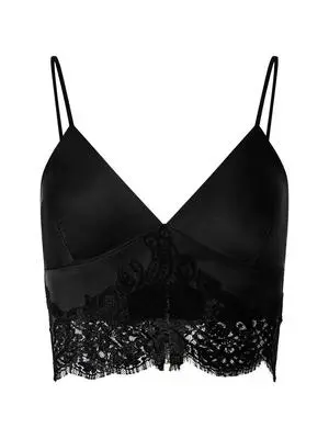 IL VOLO Lace-trim Silk Bustier Top - Black