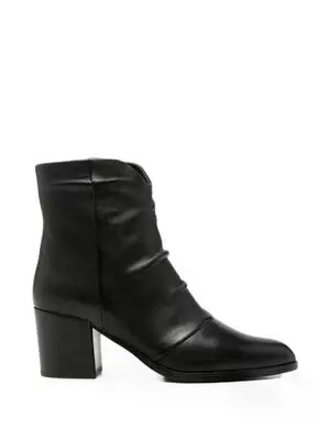 BRUNO PREMI Ruched-leather Ankle Boots - Black