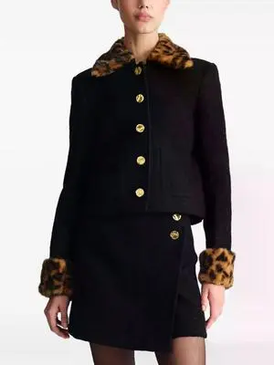 Cara Cara Benecio Leopard-trim Tweed Jacket