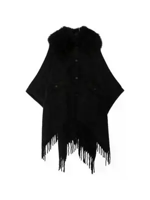 Moncler Fringed Cape - Black