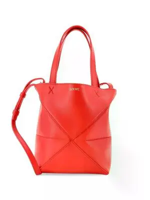 Loewe Puzzle Fold Leather Mini Tote Bag - Orange