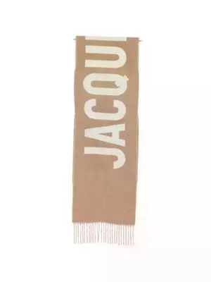 Jacquemus Logo-intarsia Fringed Scarf - Neutrals