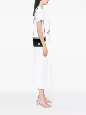Celine 2019 Teen Shiny Calfskin Triomphe Crossbody Bag - Black