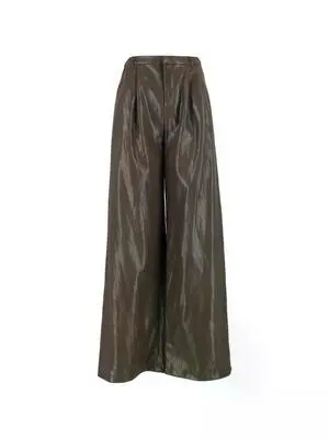 ELEH Pleated Wide-leg Trousers - Brown
