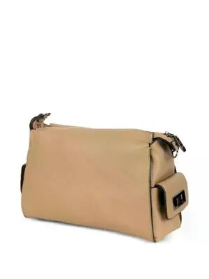 ERMANNO FIRENZE Logo-print Pebbled Shoulder Bag - Neutrals