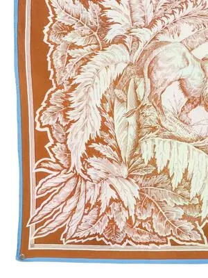 INOUI EDITIONS Lion-print Silk Scarf - Brown