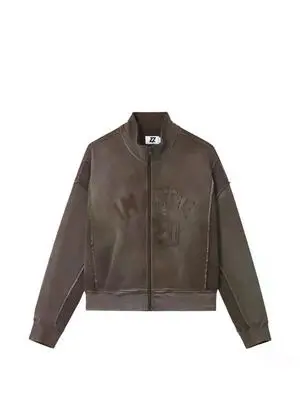 Izzue Embroidered Zip-up Hoodie - Brown