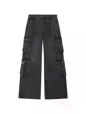 Izzue Multi-pocket Wide-leg Cargo Jeans - Black