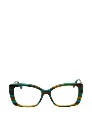 MAX&CO. Striped Rectangle-frame Glasses - Green