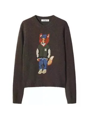 Maison Kitsuné Dressed Fox Intarsia-knit Sweater - Brown