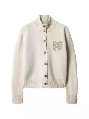 Maison Kitsuné Bold Fox Head Intarsia-knit Cardigan - Neutrals