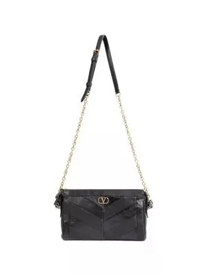 Valentino Garavani Panthea Small Shoulder Bag In Nappa Leather With A Chevron Pattern - Black
