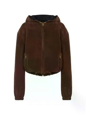 Moschino Suede Hooded Jacket - Brown