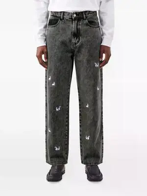 CARNE BOLLENTE Billionaire Rabbit-embroidered Acid-wash Jeans