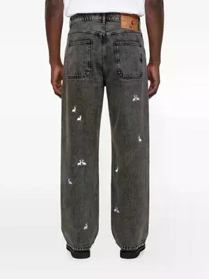 CARNE BOLLENTE Billionaire Rabbit-embroidered Acid-wash Jeans