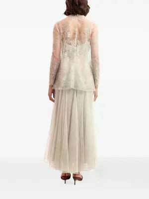 GEMY MAALOUF Lace-overlay Long-sleeve Top