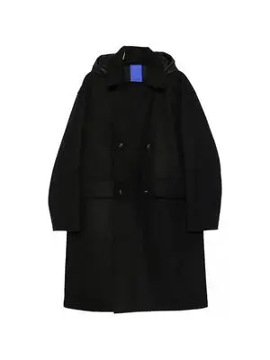 DUNO Double-breasted Hooded Coat - Black