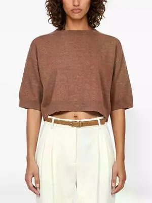 GOTHA Cropped Short-sleeve Sweater - Brown
