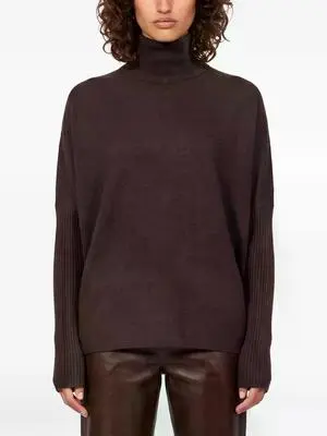 GOTHA Roll-neck Drop-shoulder Sweater - Brown