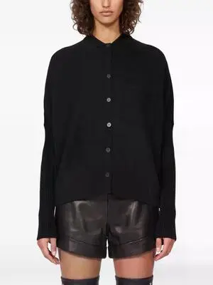 GOTHA Ribbed-sleeve Button-down Sweater