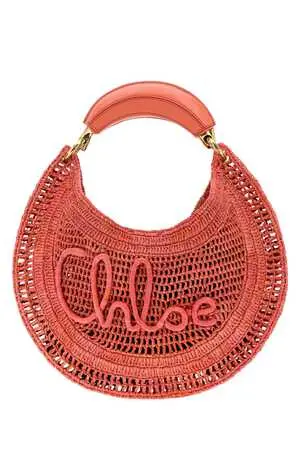 Chloé Coral Raffia Banana Handbag - Red
